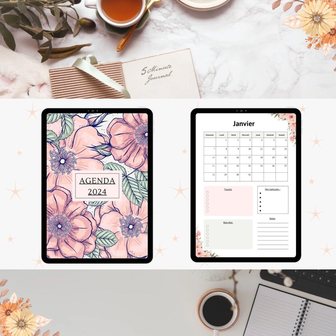 French Planner, Digital Planner, 2024 Agenda, Moden Digital Agenda - Etsy
