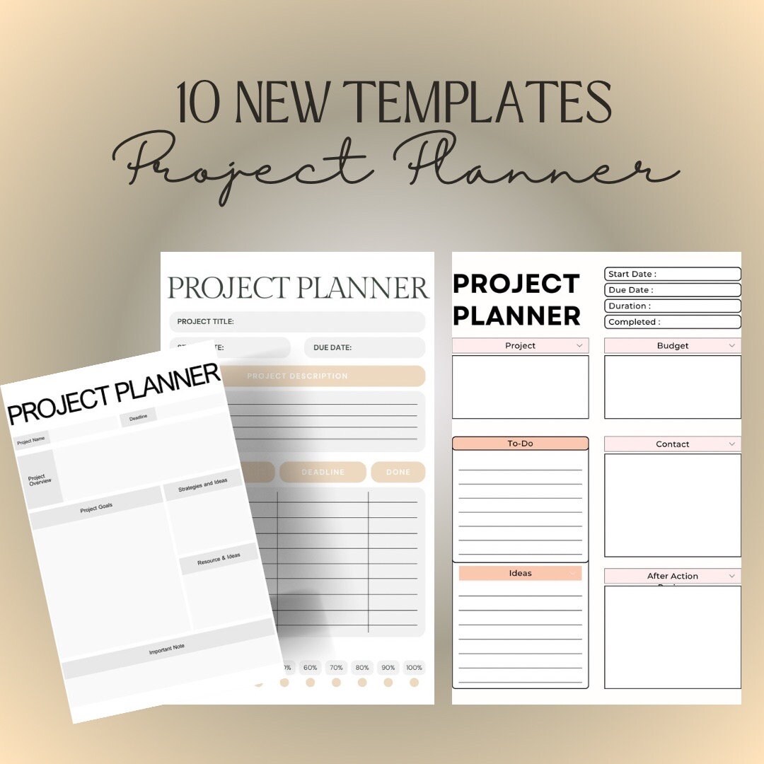 10 Project Planner Printable, Productivity Planner Pages, Task Tracker ...
