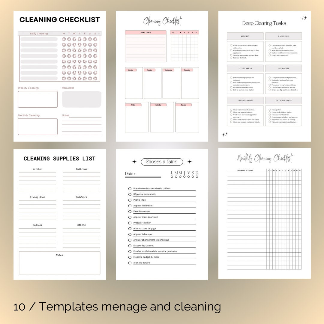 10 Cleaning Planner, Printable, Weekly, Monthly, Yearly Cleaning ...