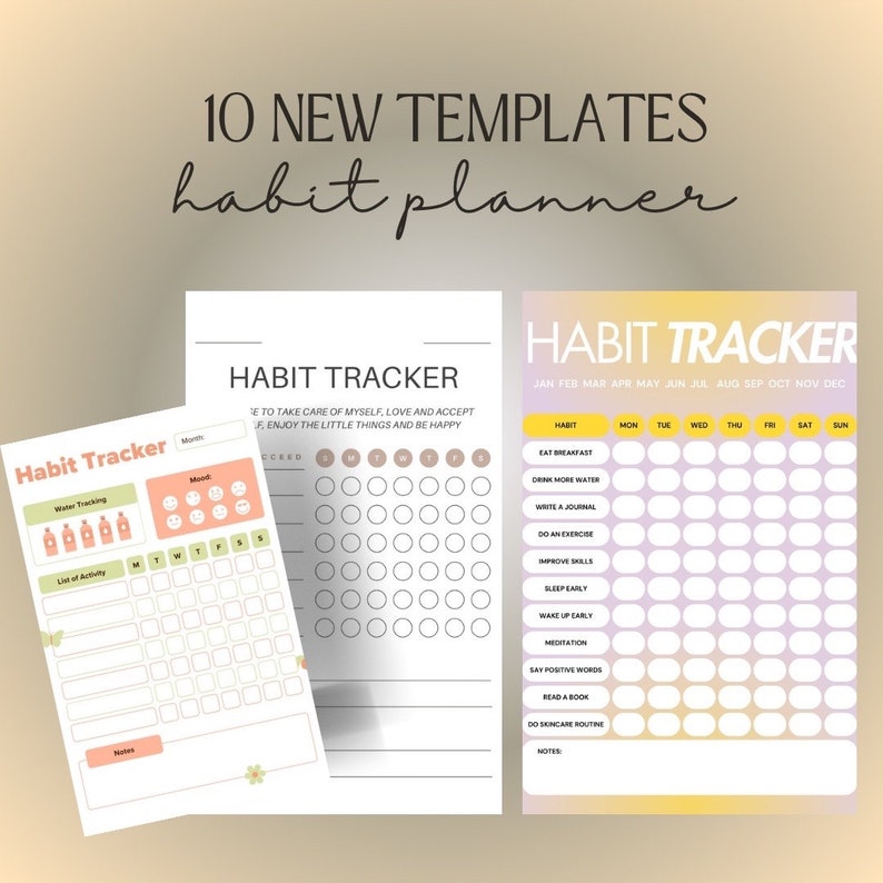 10 Habit Planner Printable, Habit Tracker Template, Routine Tracker ...