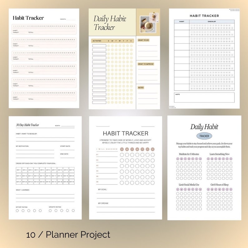 10 Habit Planner Printable, Habit Tracker Template, Routine Tracker ...