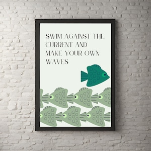 Make Waves: Swim Against the Current Poster - Etsy