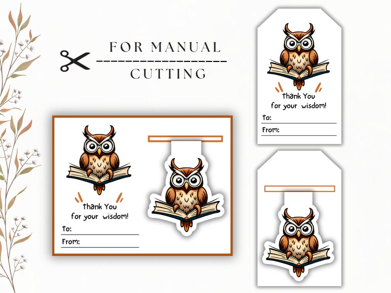 Printable Owl Tags & Magnetic Bookmark Templates DIY Gift for Teacher ...