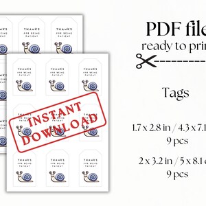 Printable Snail Tags for Small Business Thank You for Being Patient Cut ...