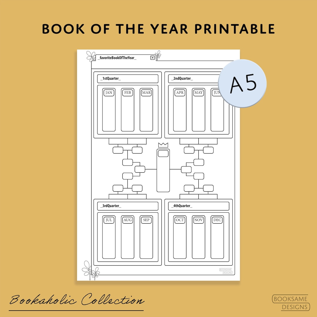 Book of the Year Printable Template for Coloring or Minimalist Style ...