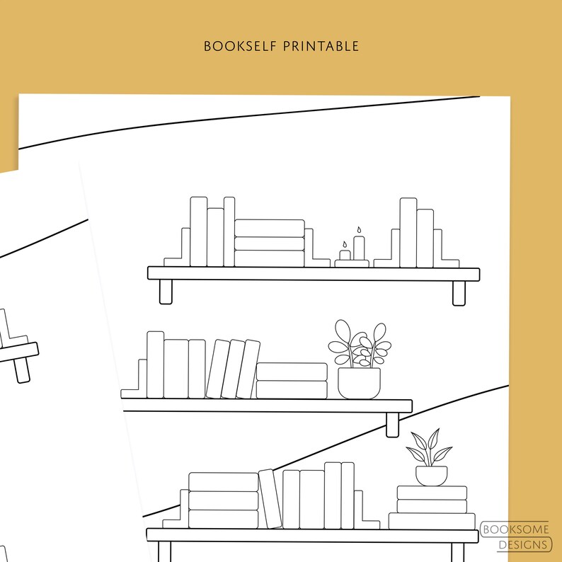 Bookself Printable Template - for Coloring or Minimalist Style ...
