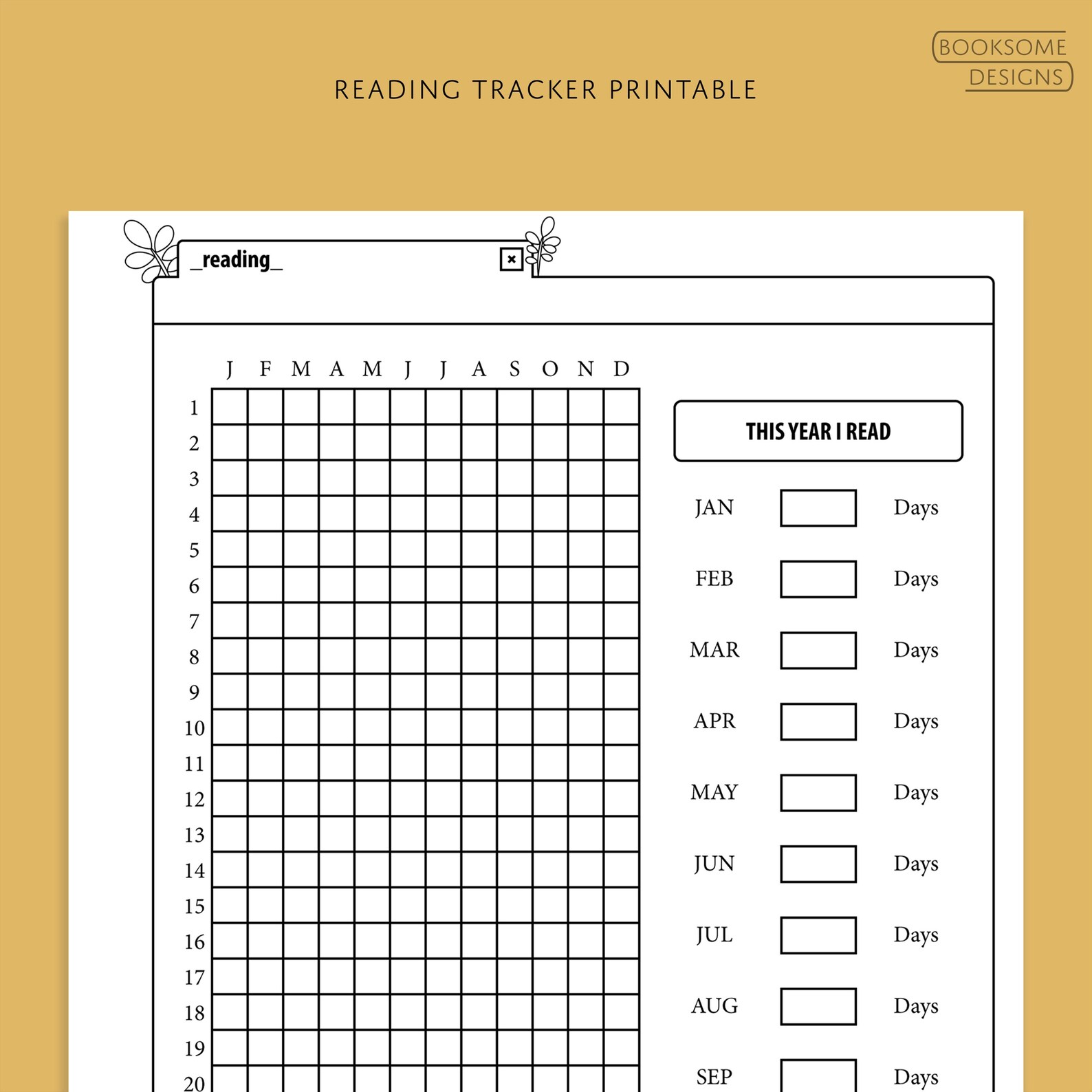 Reading Tracker Printable Template - for Coloring or Minimalist Style ...