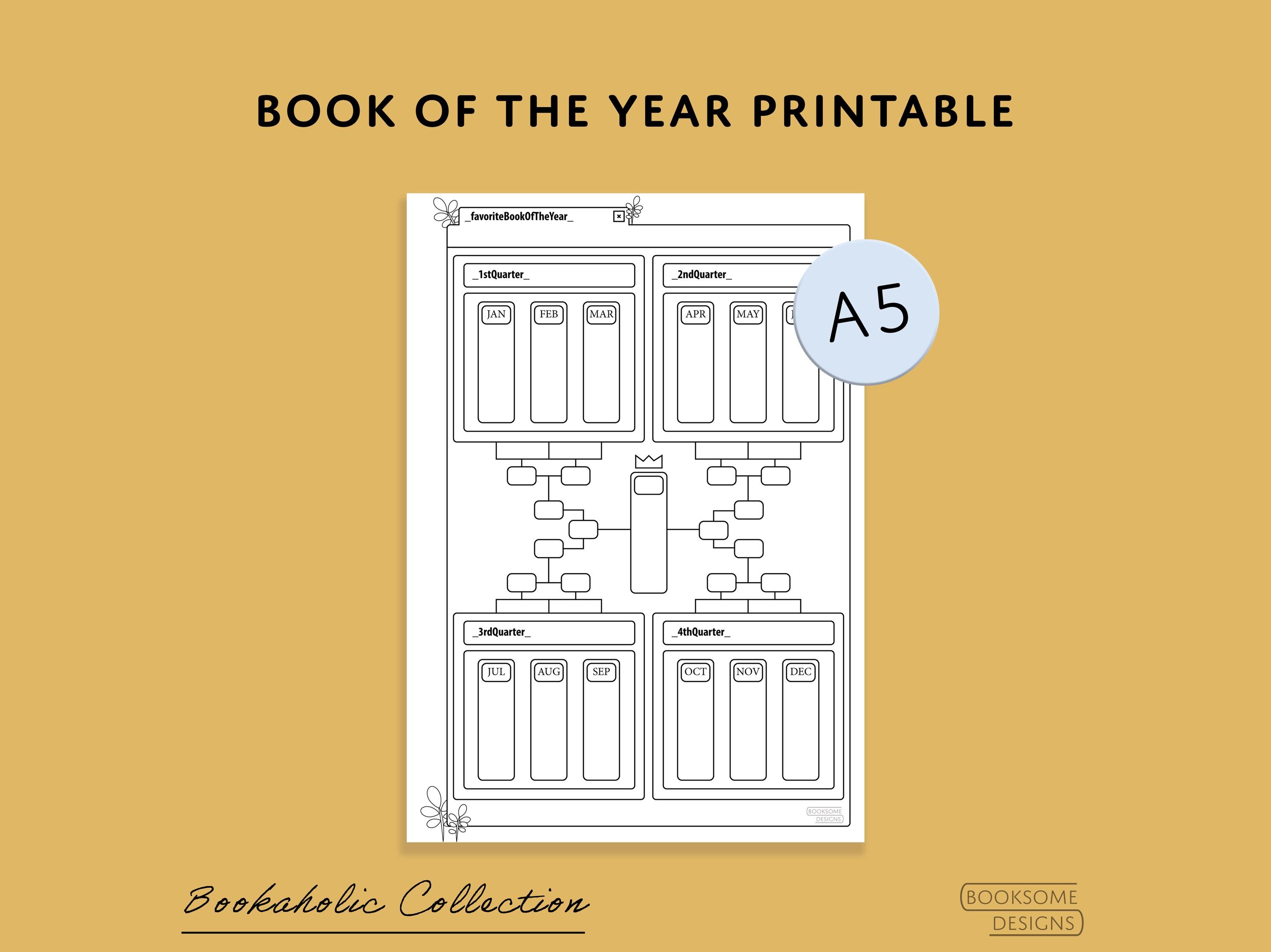 Book of the Year Printable Template - for Coloring or Minimalist Style ...