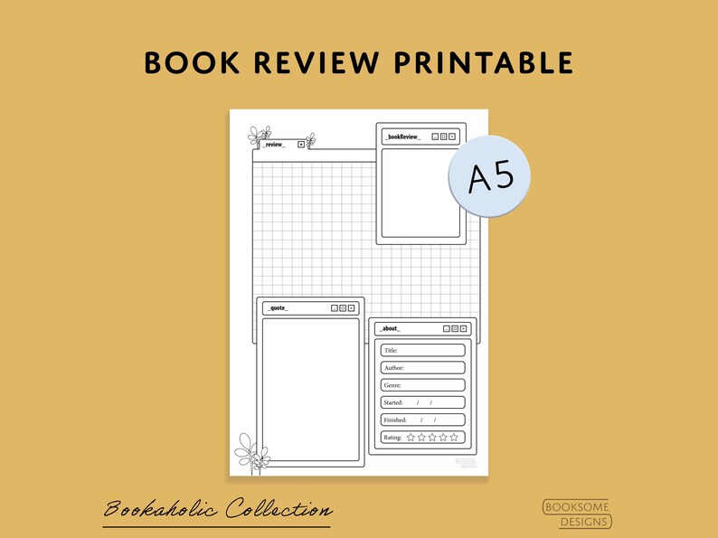 Book Review Printable Template - for Coloring or Minimalist Style ...