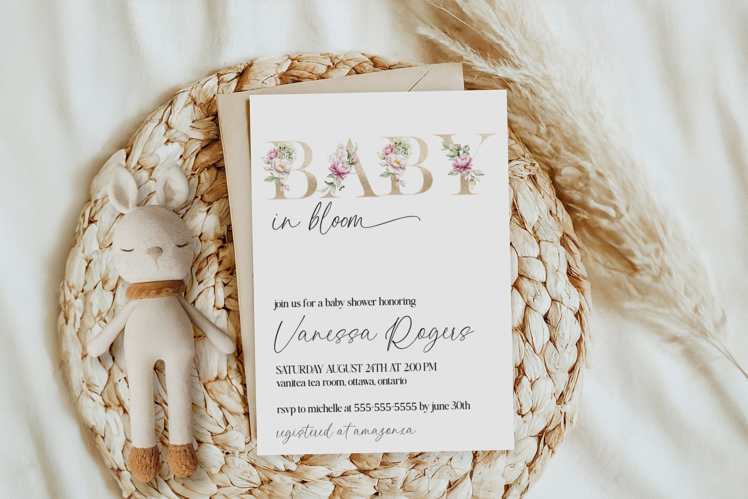 Floral Baby Shower Invitation, Floral Baby Shower Invite, Digital Baby ...