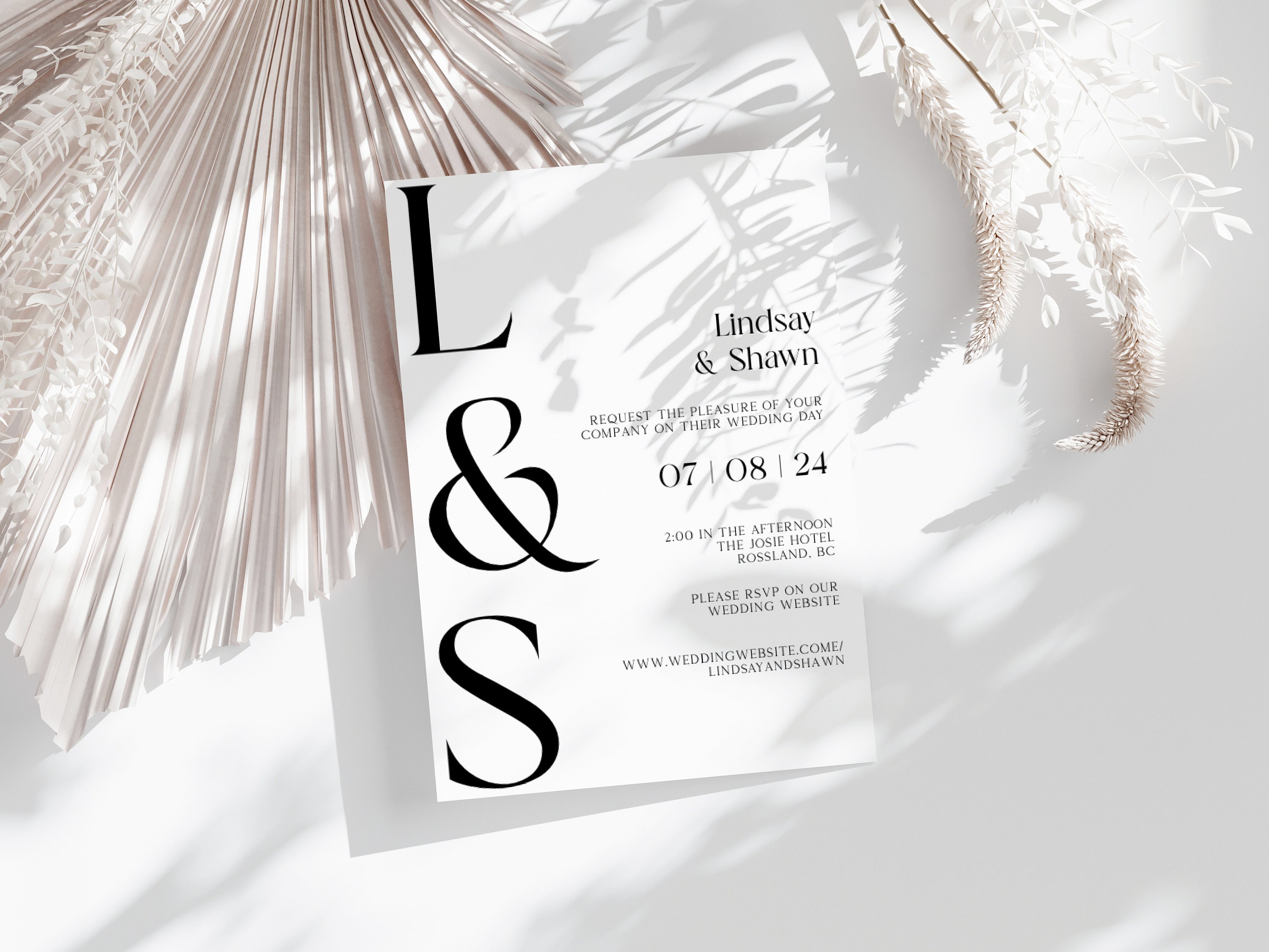 Large Initial Wedding Invitation, Modern Elegant Wedding Invitation ...