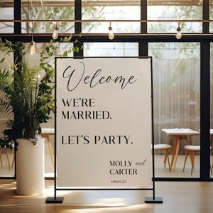 We're Married, Let's Party Digital Download Wedding Welcome Sign Modern ...