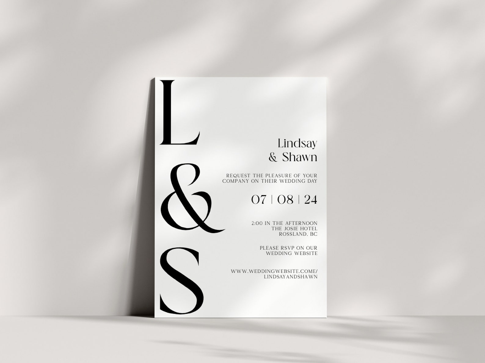 Large Initial Wedding Invitation, Modern Elegant Wedding Invitation ...