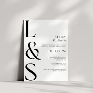Large Initial Wedding Invitation, Modern Elegant Wedding Invitation ...