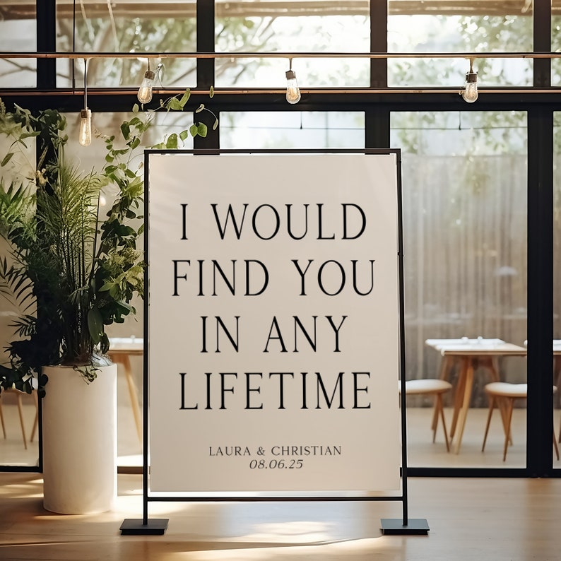 I Would Find You in Any Lifetime Digital Download Wedding Welcome Sign ...