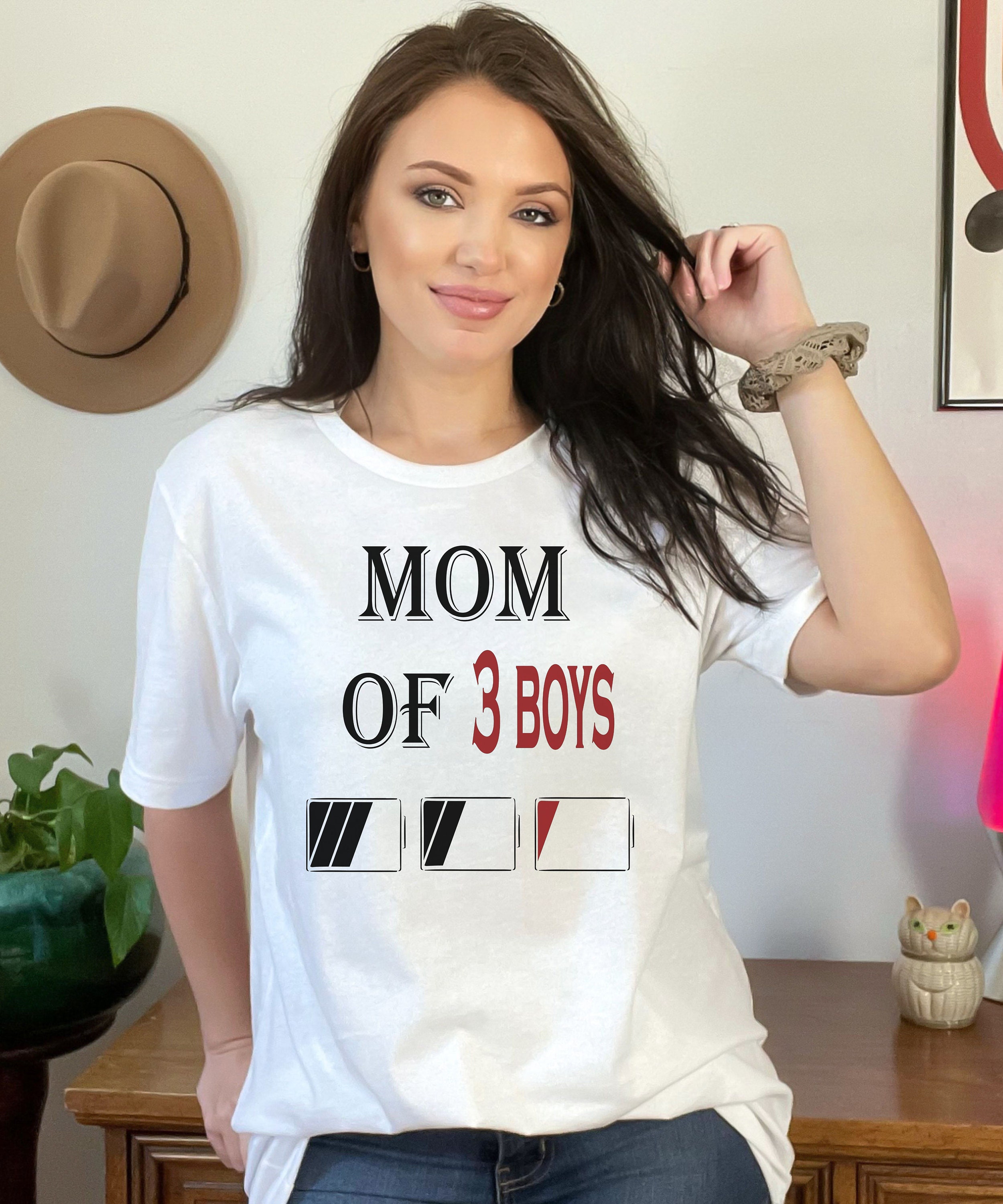 Mom of 3 Boys Funny Mothers Day Shirt, Mom of Three, Mother's Day Gift ...