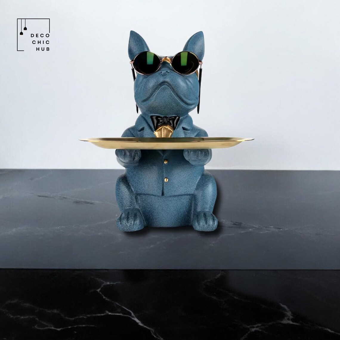 Resin Green Bulldog Statue Storage Trays, Strange Key Holder Set Bowl ...