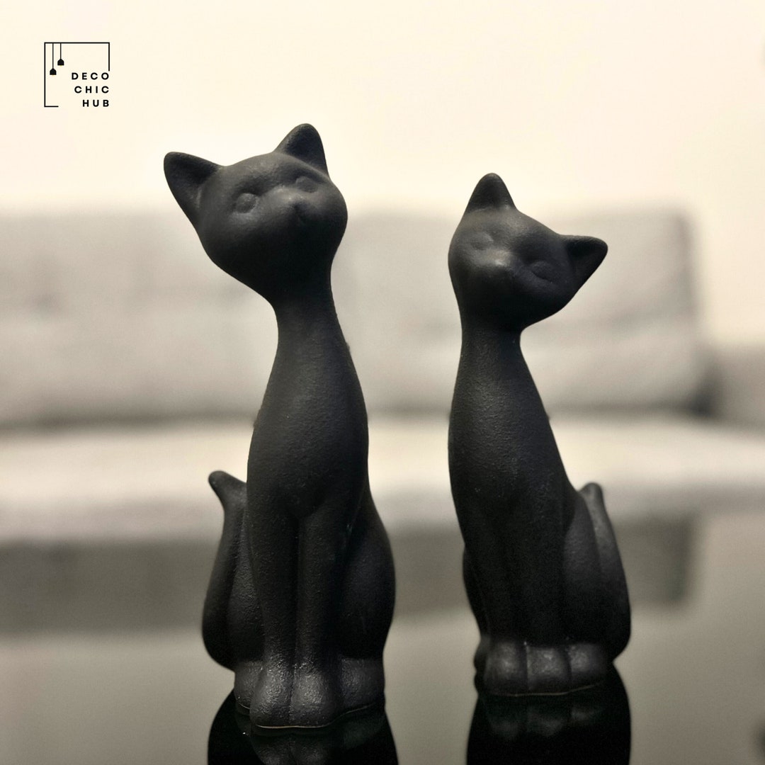 Abstract Cute Cat Statue Set, Resin Figurine, Office Home Decoration ...