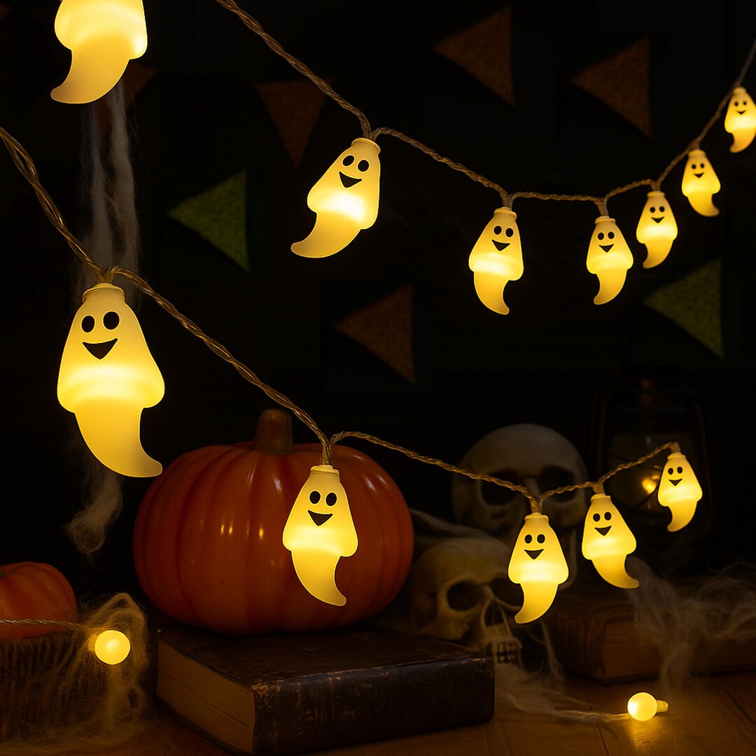 Halloween Day Decoration, 1.5m Ghost String Lights, Spooky Specter ...