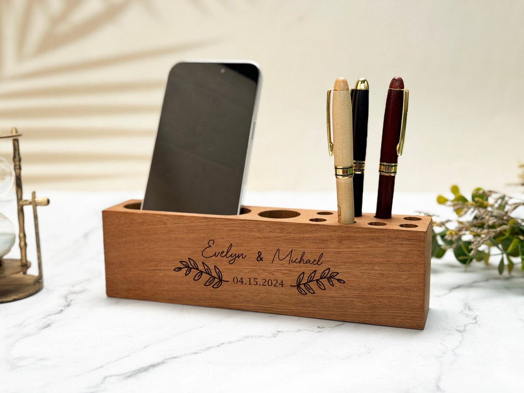 Personalized Pen Holder,wood Desk Organizer With Name,pencil Cup,office ...