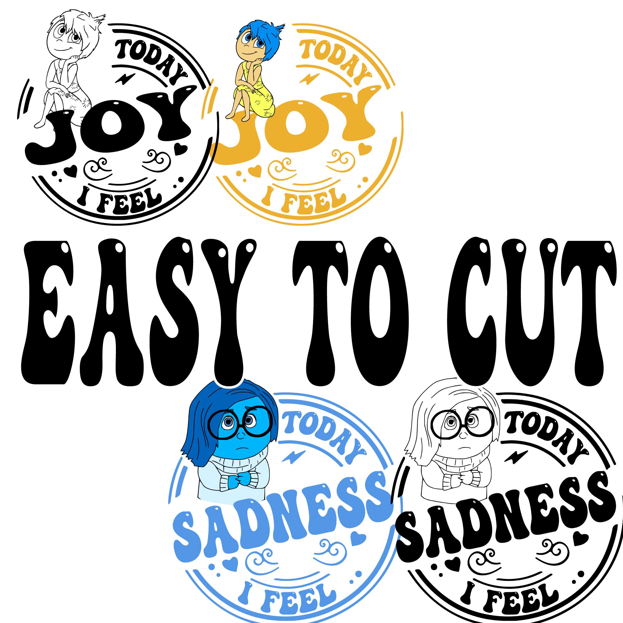 Inside Out 2 Bundle Svg Png, Today I Feel Png, Inside Out Characters ...
