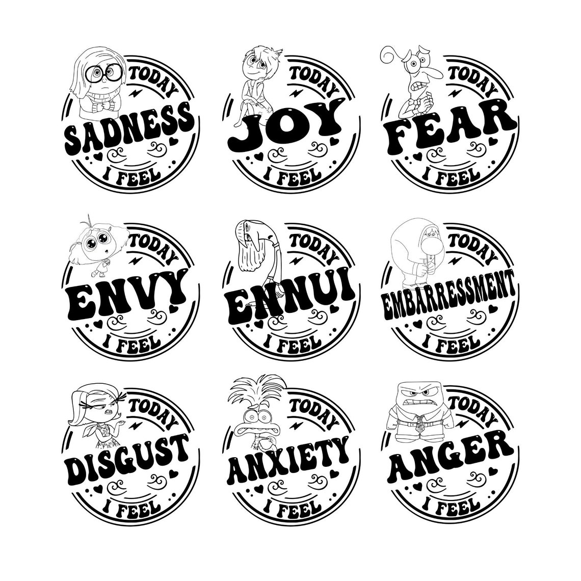 Inside Out 2 Bundle Svg Png, Today I Feel Png, Inside Out Characters ...