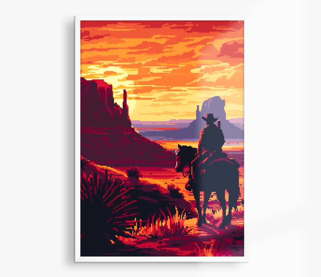 Red Dead Redemption Pixel Art Print Arthur Morgan Retro Gaming Poster ...