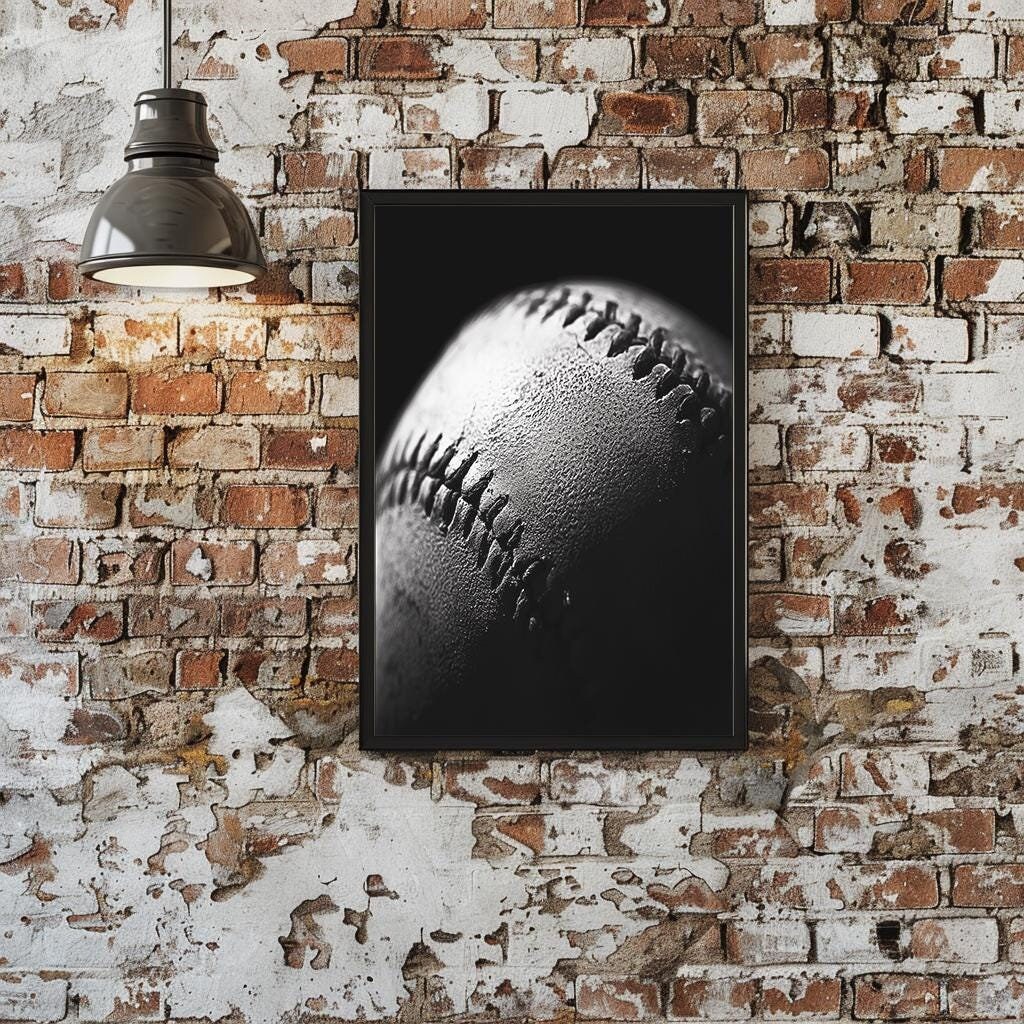 Black and White Baseball Art Print and Canvas - Ideal Sports Decor for ...