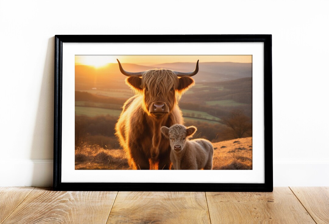 Highland Cow Brown Cow Poster Printable Digital Art Home Wall Art - Etsy
