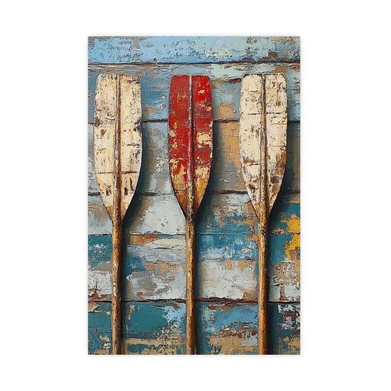 Vintage-inspired Nautical Decor - Print Oil Painted Boat Oars Poster ...