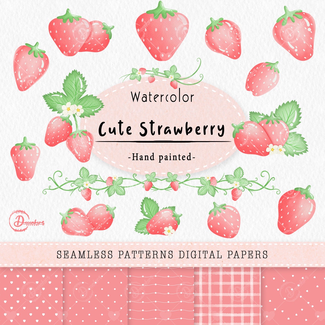 Watercolor Strawberry Clipart, Cute Strawberry Clipart, Strawberry ...