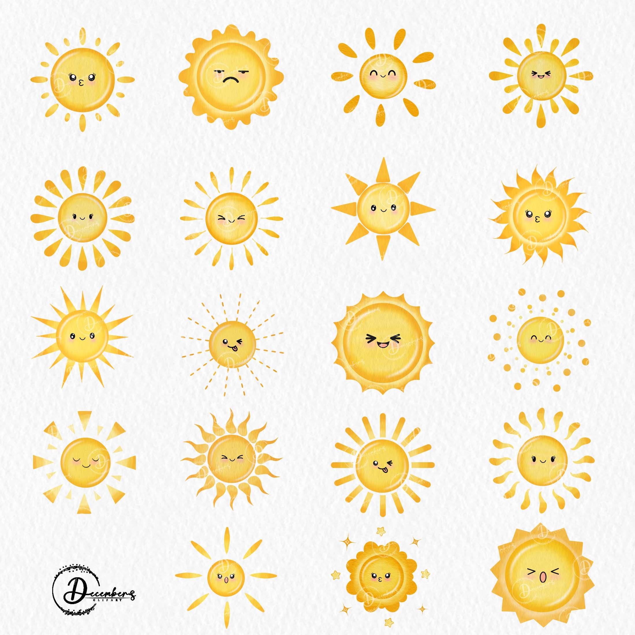 Watercolor Sun Clipart Png, Nursery Clipart, Kids and Baby, Watercolor ...