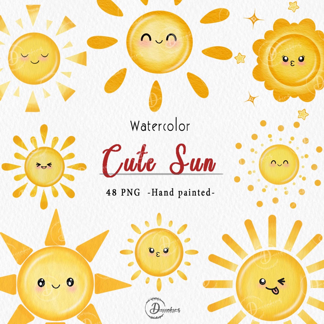 Watercolor Sun Clipart Png, Nursery Clipart, Kids and Baby, Watercolor ...