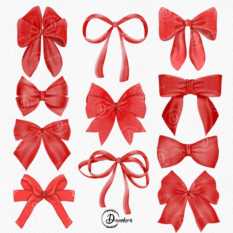 Watercolor Red Ribbon Bow Clipart, Decoration Valentine, Bow Gift Tag ...