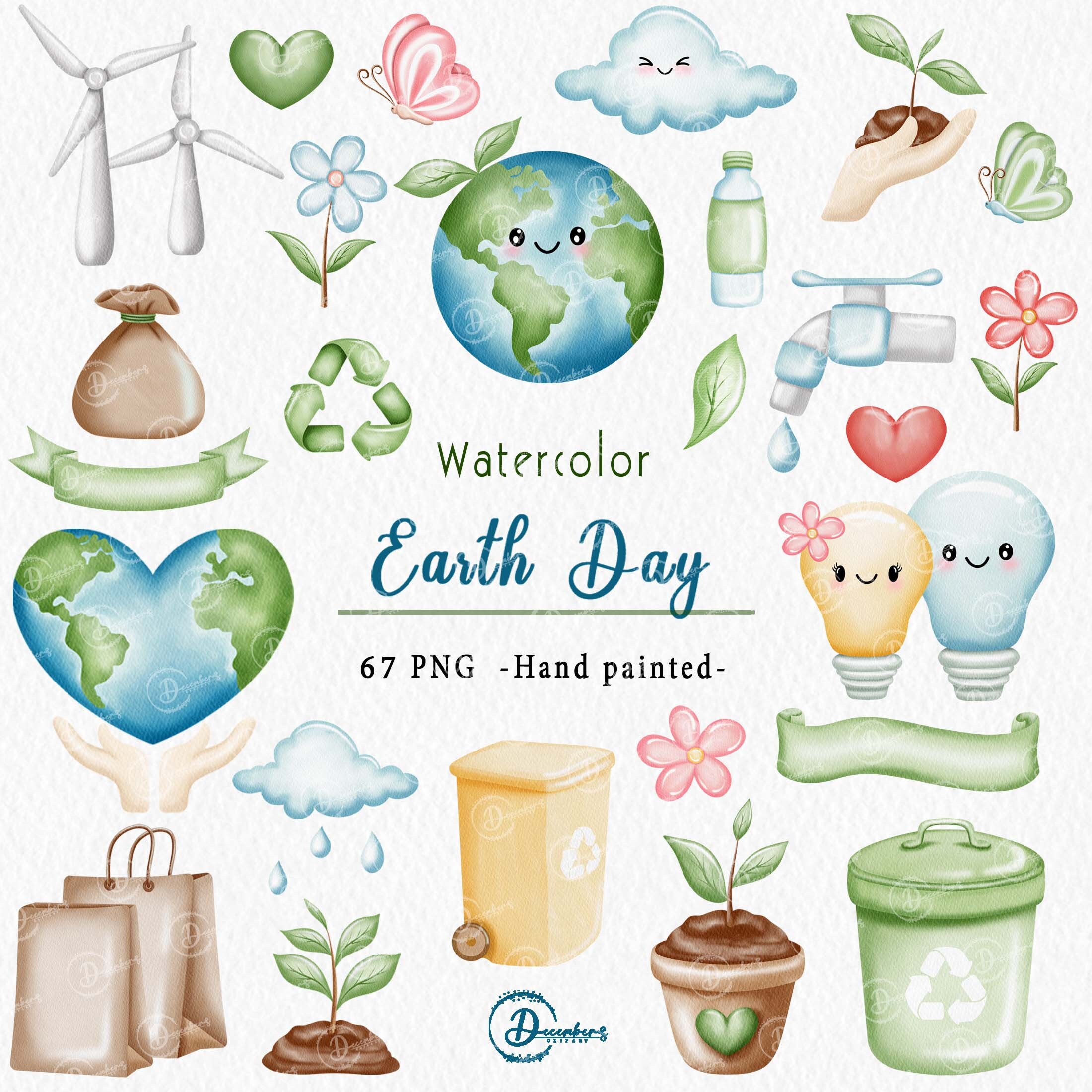 Earth Day, Watercolor Earth Day, Earth Day Clipart, Environment Clipart ...