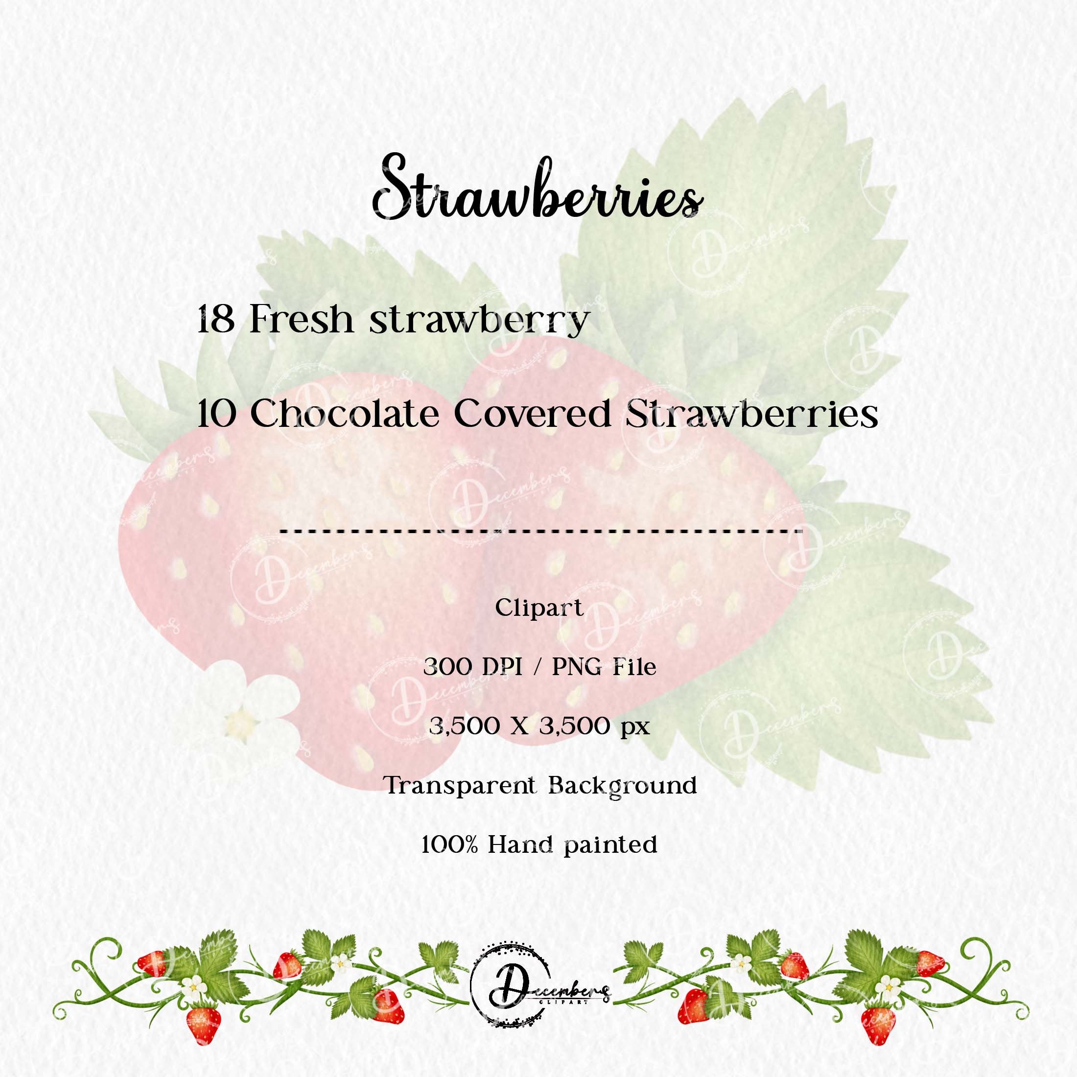Watercolor Strawberry Clipart, Chocolate Covered Strawberry, Strawberry ...