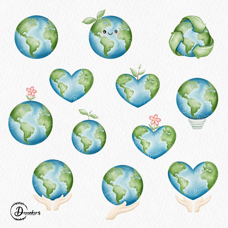 Earth Day, Watercolor Earth Day, Earth Day Clipart, Environment Clipart ...