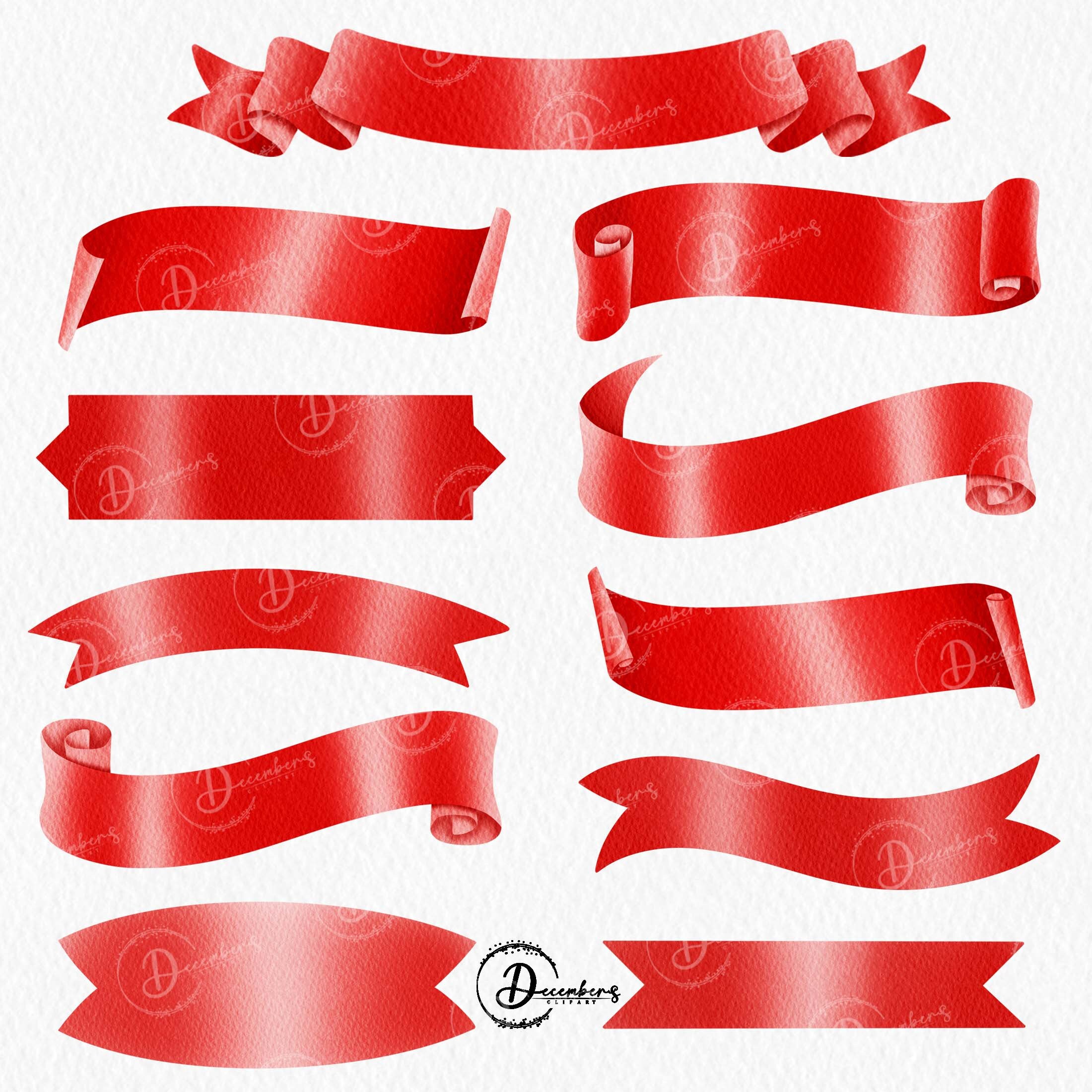 Watercolor Red Ribbon Banners Clipart PNG, Watercolor Clipart, Banner ...