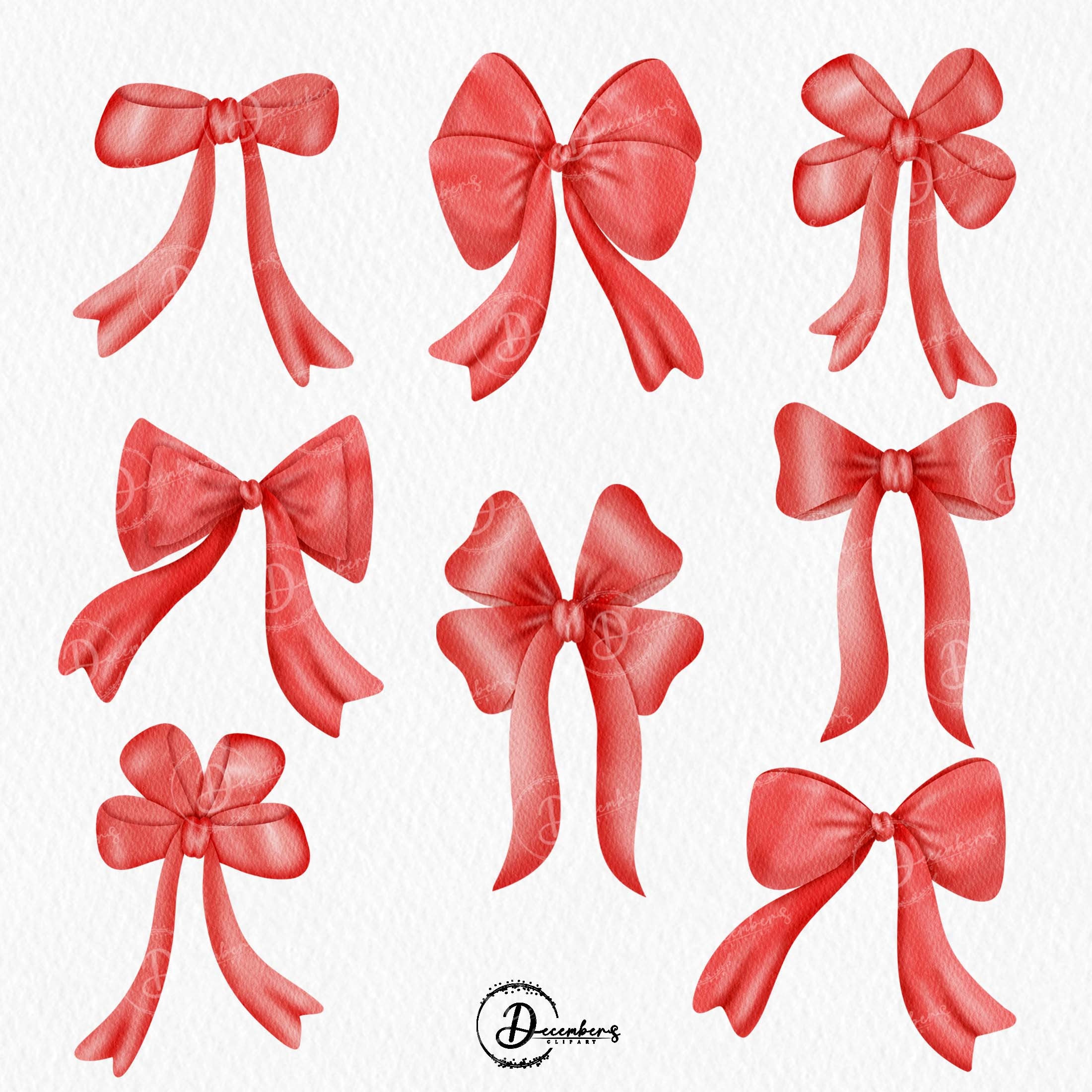 Watercolor Red Ribbon Bow Clipart, Decoration Valentine, Bow Gift Tag ...