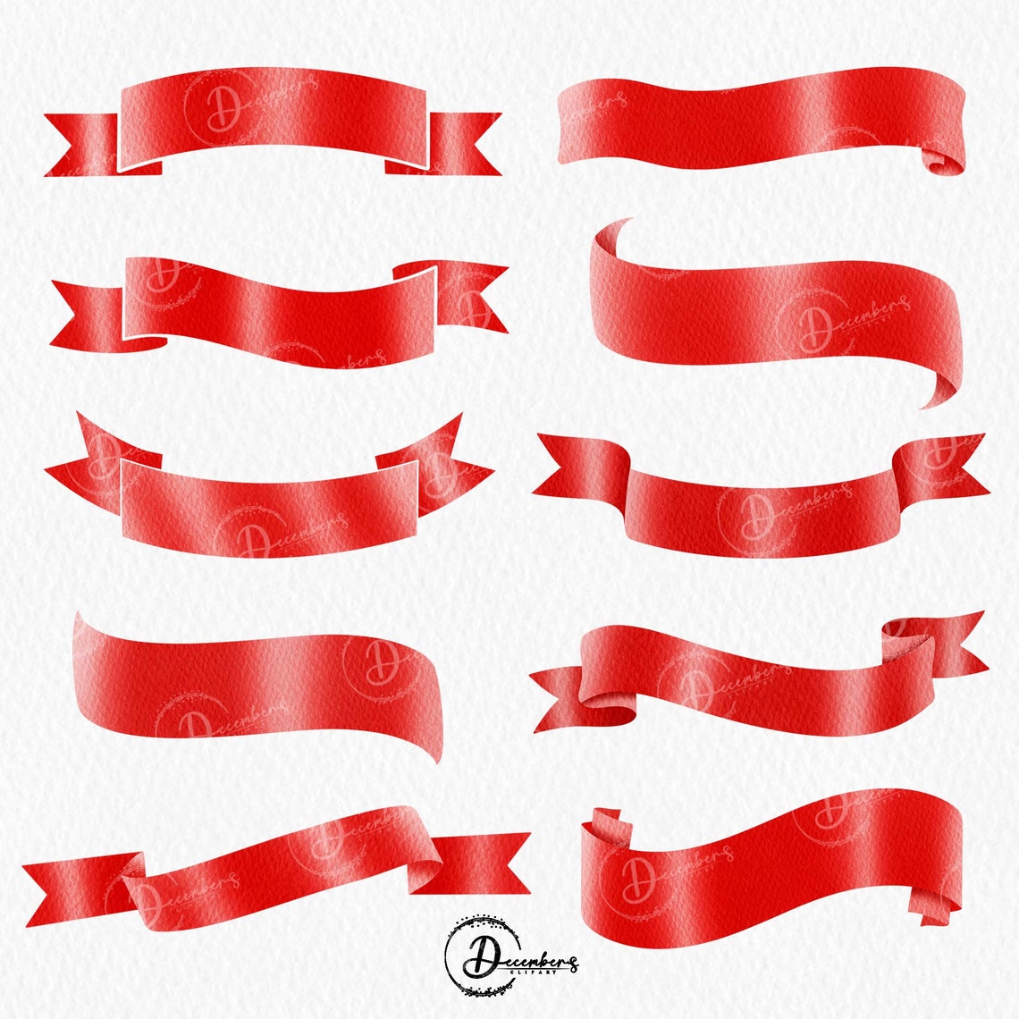 Watercolor Red Ribbon Banners Clipart PNG, Watercolor Clipart, Banner ...
