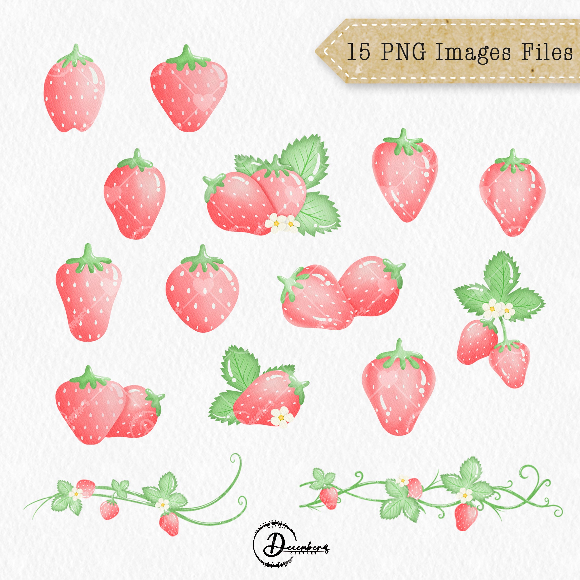 Watercolor Strawberry Clipart, Cute Strawberry Clipart, Strawberry ...