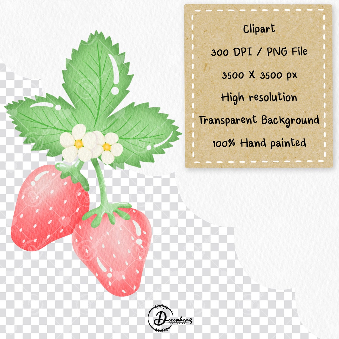 Watercolor Strawberry Clipart, Cute Strawberry Clipart, Strawberry ...