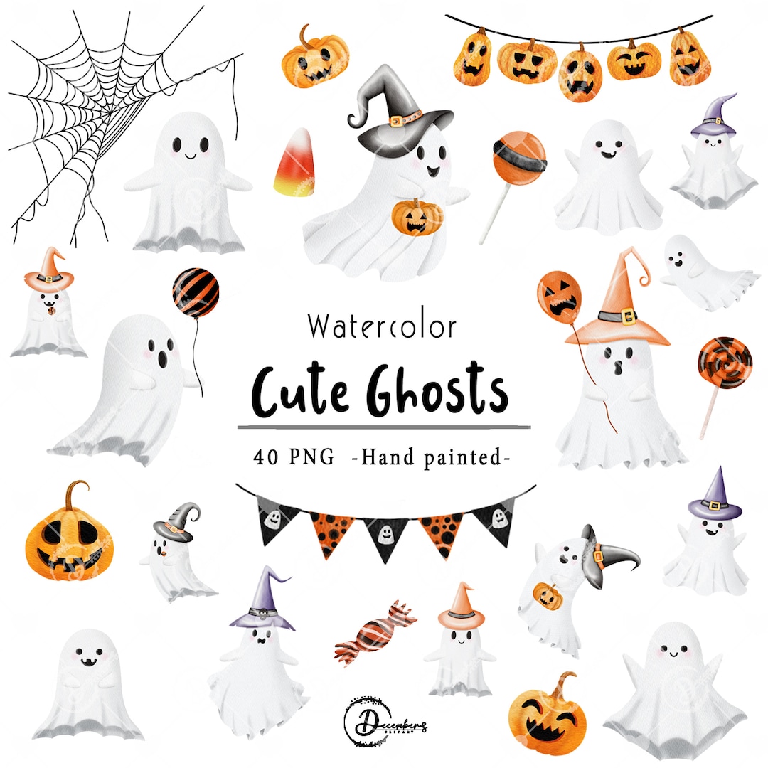 Ghost Clipart, Cute Ghost Clipart, Halloween Clipart, Cute Halloween ...