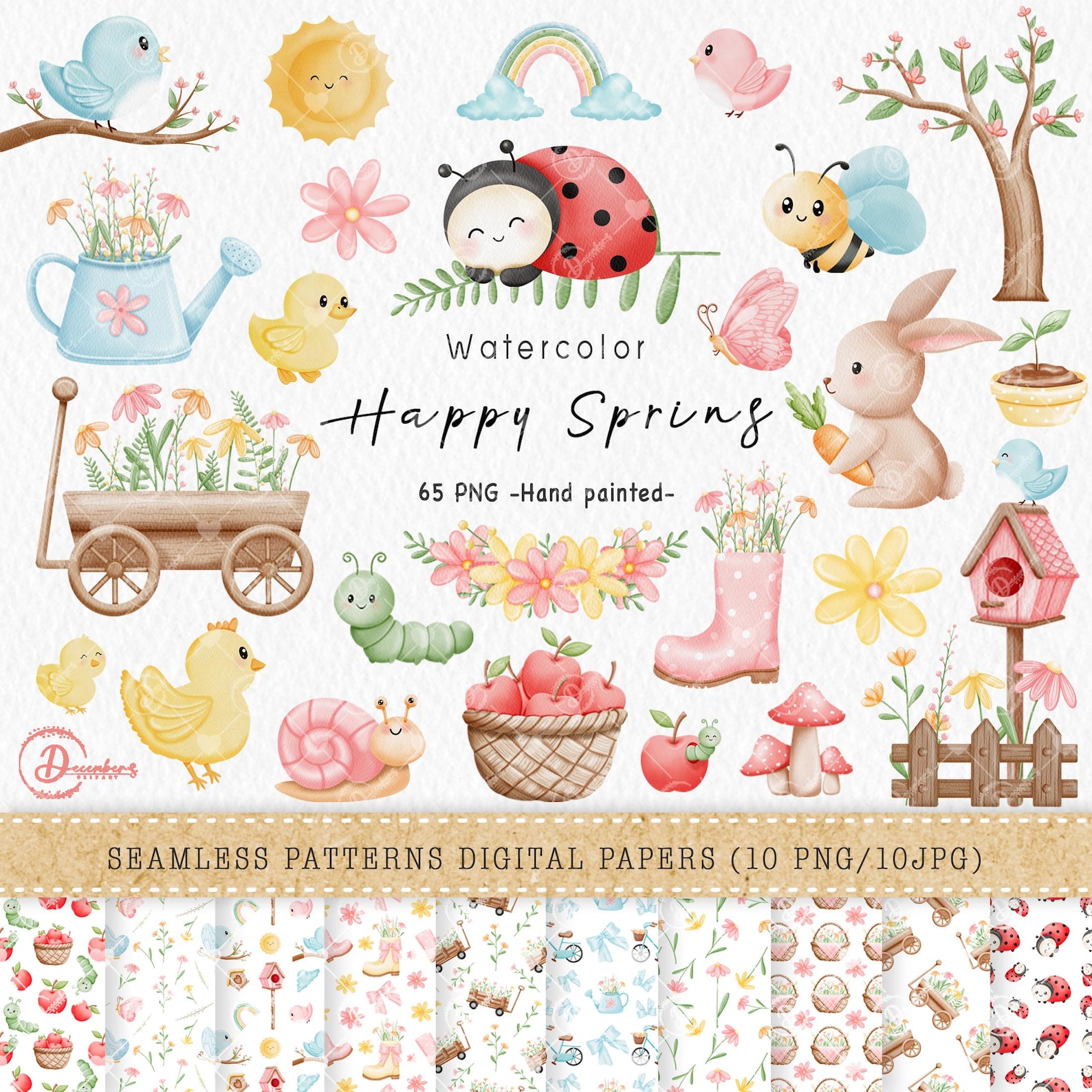 Happy Spring Clipart, Spring Png, Spring Flowers Clipart, Spring Floral ...