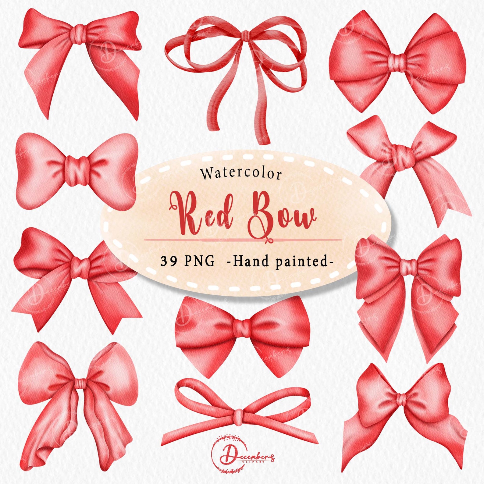 Watercolor Red Ribbon Bow Clipart, Decoration Valentine, Bow Gift Tag ...