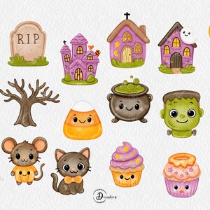 Watercolor Cute Halloween Clipart PNG, Trick or Treat Clipart Hand ...