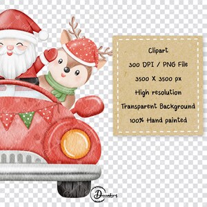 Watercolor Christmas Clipart, Christmas Vehicles Clipart, Christmas Car ...