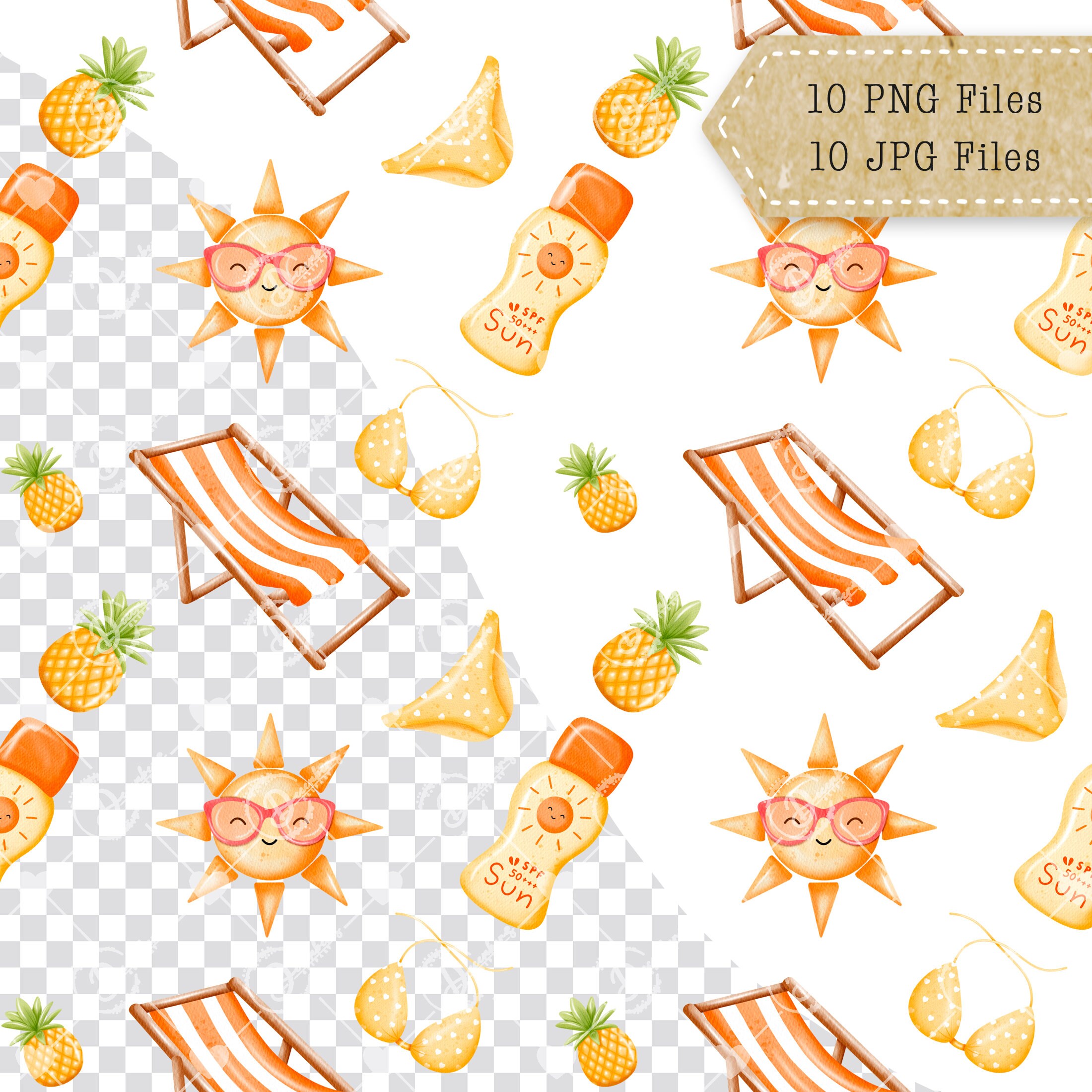 Summer Clipart, Watercolor Summer Clipart, Beach Clipart, Holiday ...