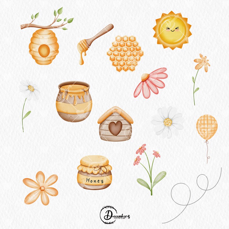Watercolor Bee Clipart, Honey Bee, Bee Clipart, Seamless Pattern, Bee ...