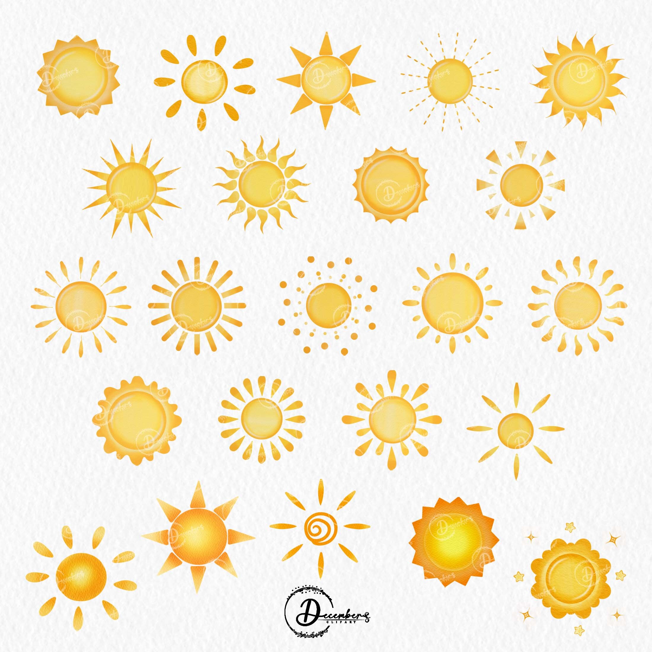 Watercolor Sun Clipart Png, Nursery Clipart, Kids and Baby, Watercolor ...